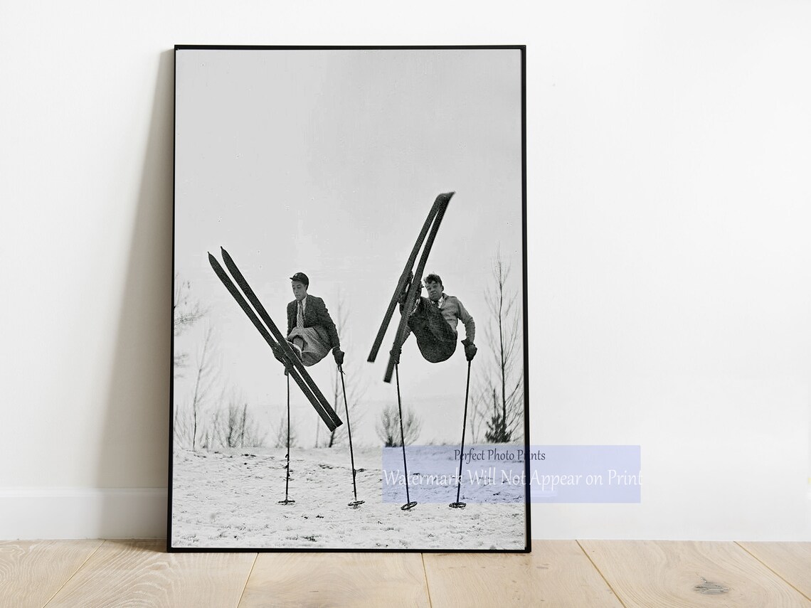 1930s Acrobatic Skiers Vintage Photo Print - Retro Skiing Art - Antique ...