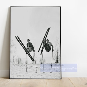1930s Acrobatic Skiers Vintage Photo Print - Retro Skiing Art - Antique ...