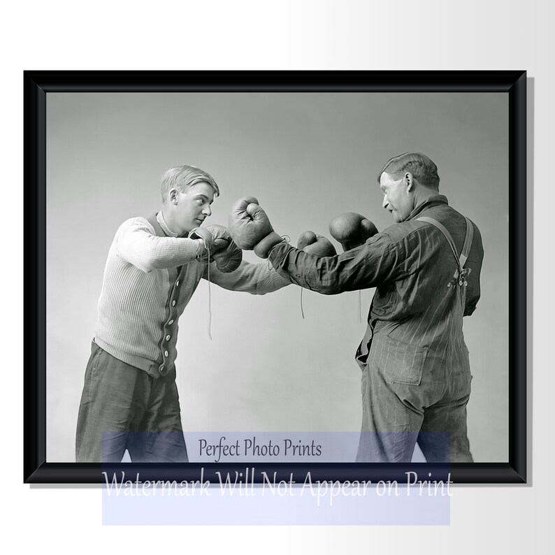 Early 1900s Vintage Boxing Match Photo Print - Two Men Sparring ...