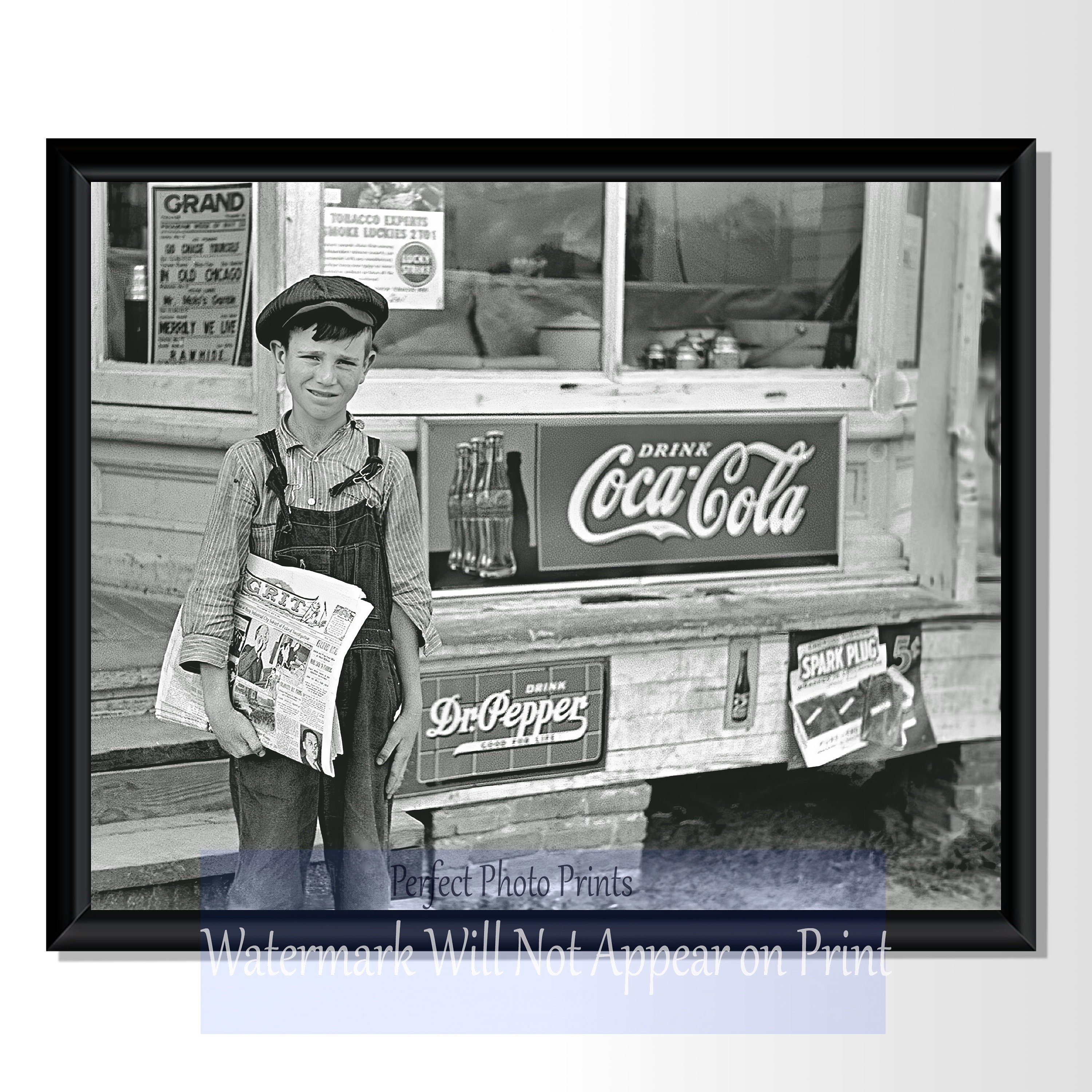 1930s Vintage Paper Boy at the Corner Store - Coca-cola Sign Photo ...