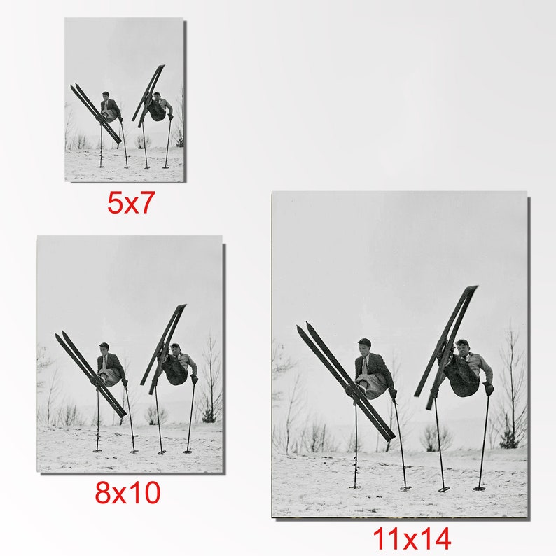 1930s Acrobatic Skiers Vintage Photo Print - Retro Skiing Art - Antique ...