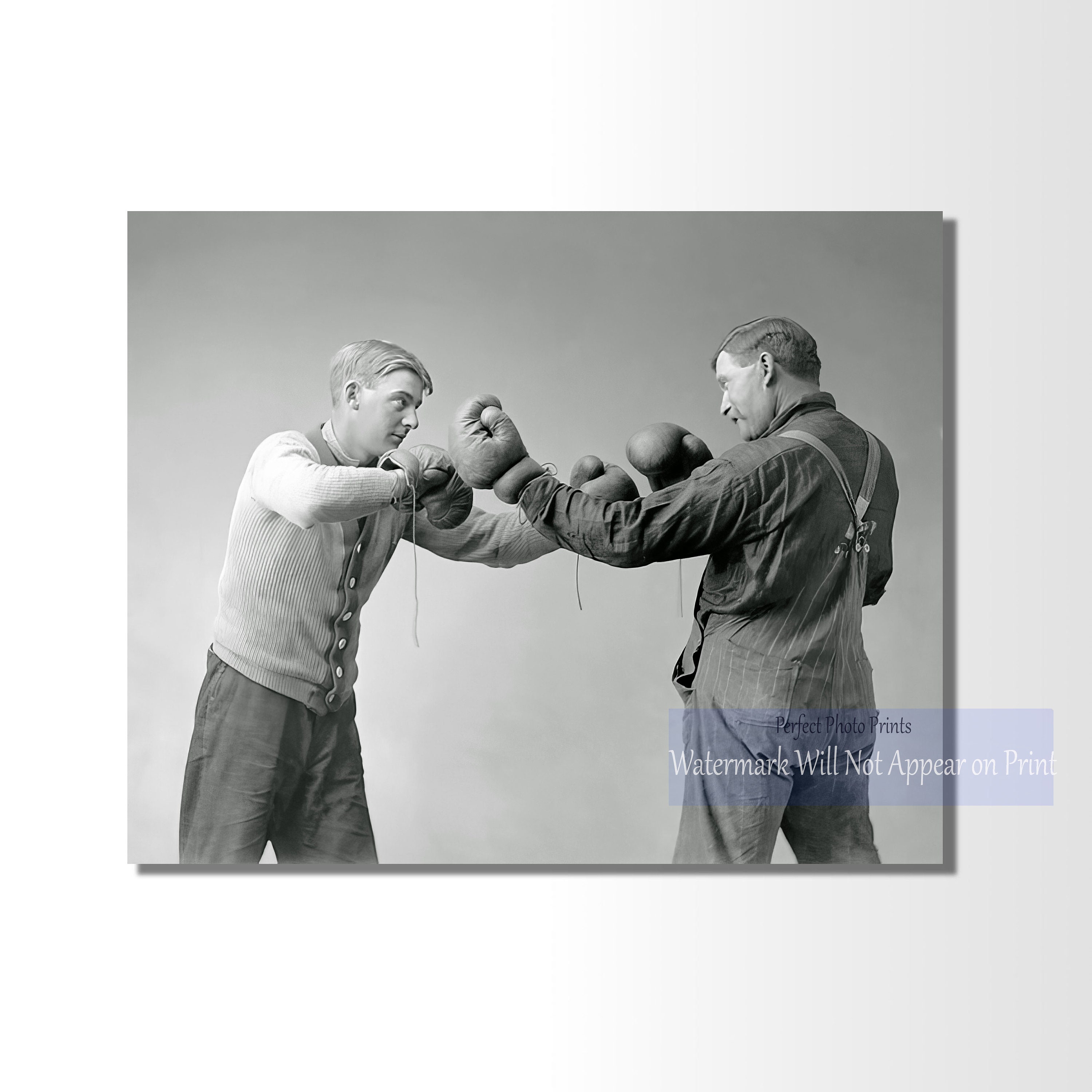 Early 1900s Vintage Boxing Match Photo Print - Two Men Sparring ...