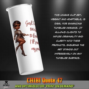 Chic African American Chibi Digital Art, Motivational Quote ...