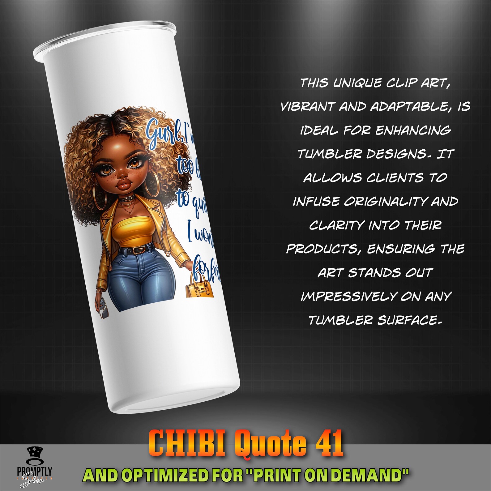 Afro Chibi Girl Digital Art PNG, Cute Curly Hair Character Illustration ...