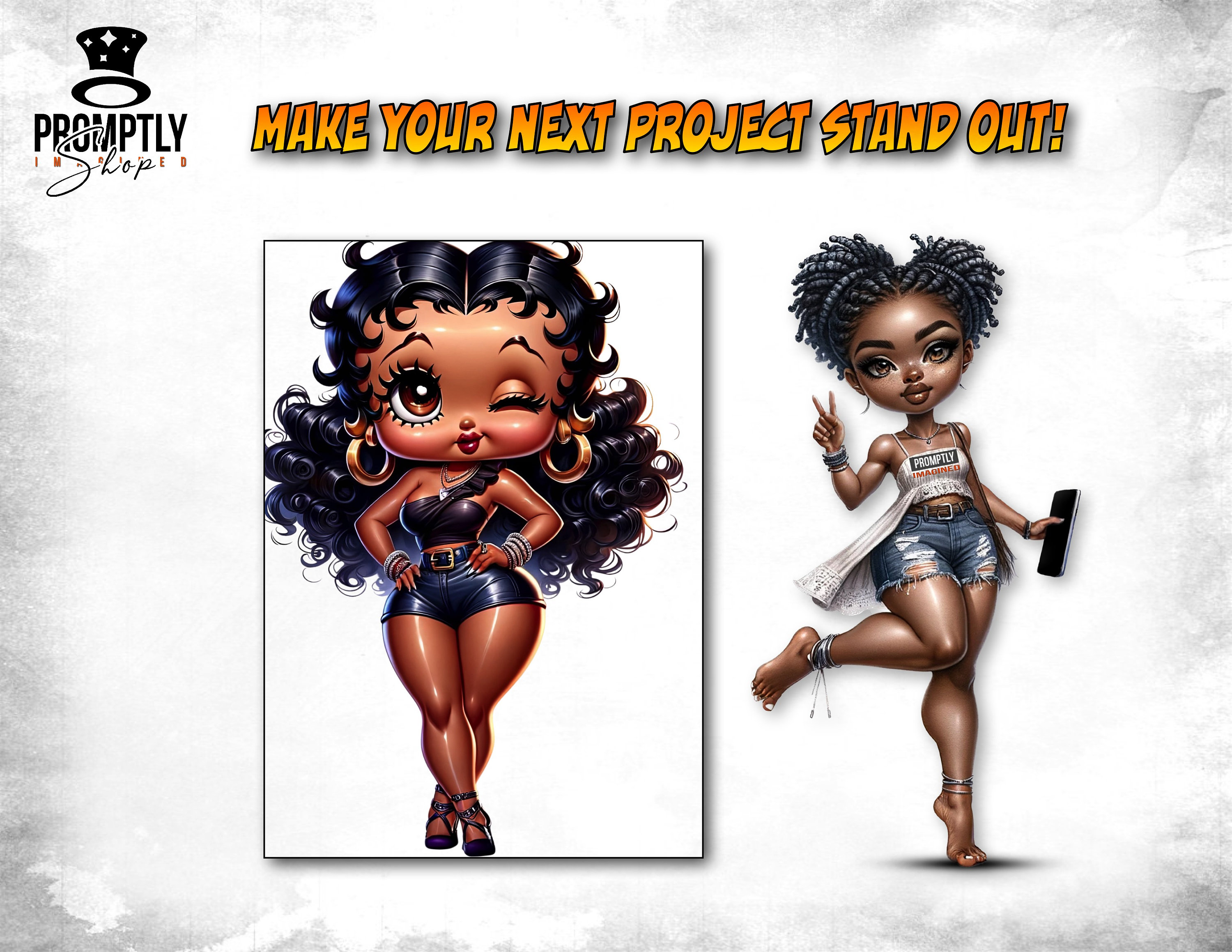 Chibi Betty Style Listing 53 PNG Digital Art Bundle Digital Download Transparent Background ...