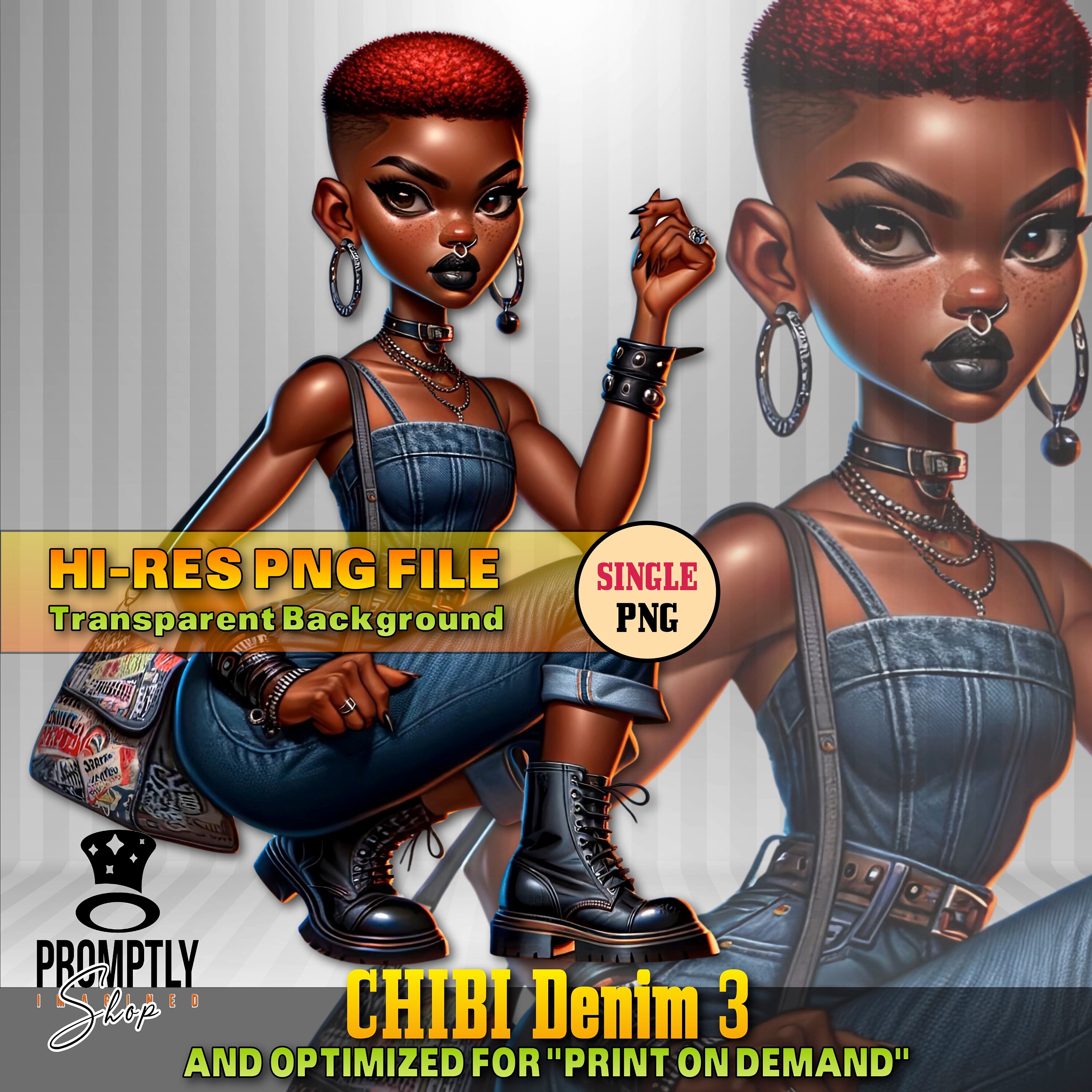 Chibi Denim 3 Clipart | PNG Digital Art Bundle | Digital Download ...