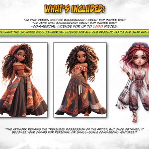 African Chibi Queen Clipart Bundle, Bohemian Chibi Digital Art, Ethnic ...