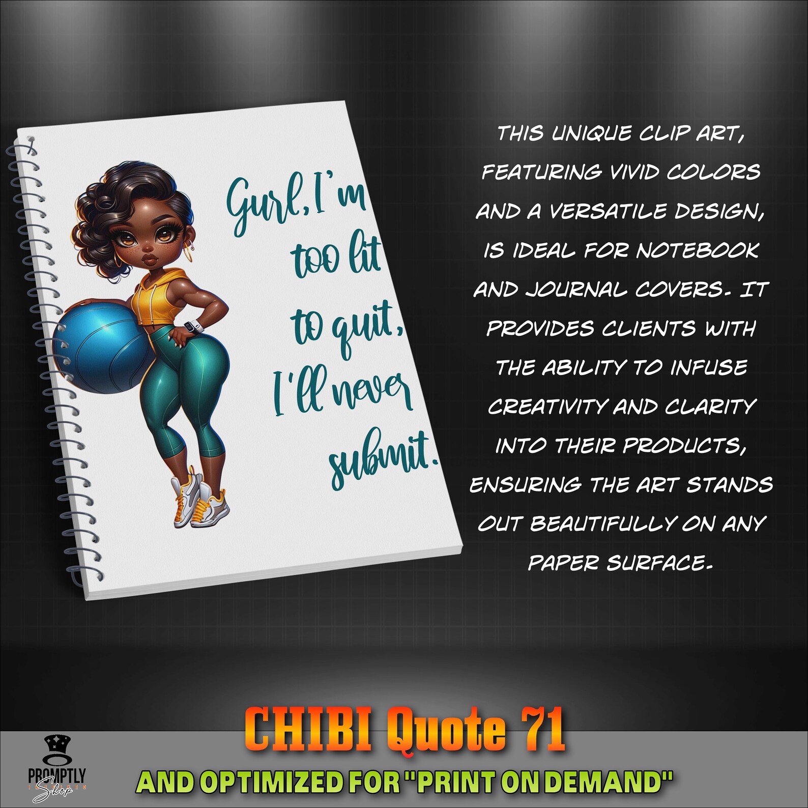 Chibi Fitness Motivation Digital Art, Cute Gym Quote PNG, Printable ...