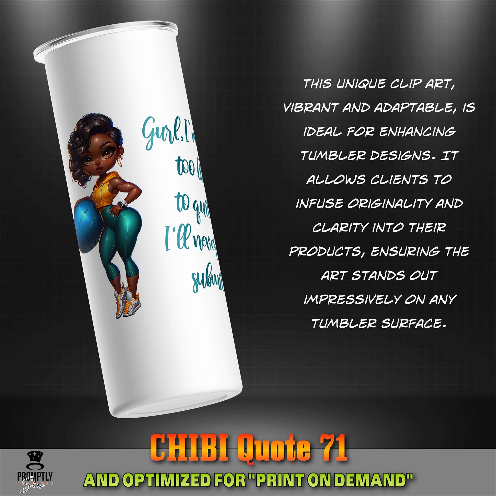 Chibi Fitness Motivation Digital Art, Cute Gym Quote PNG, Printable ...