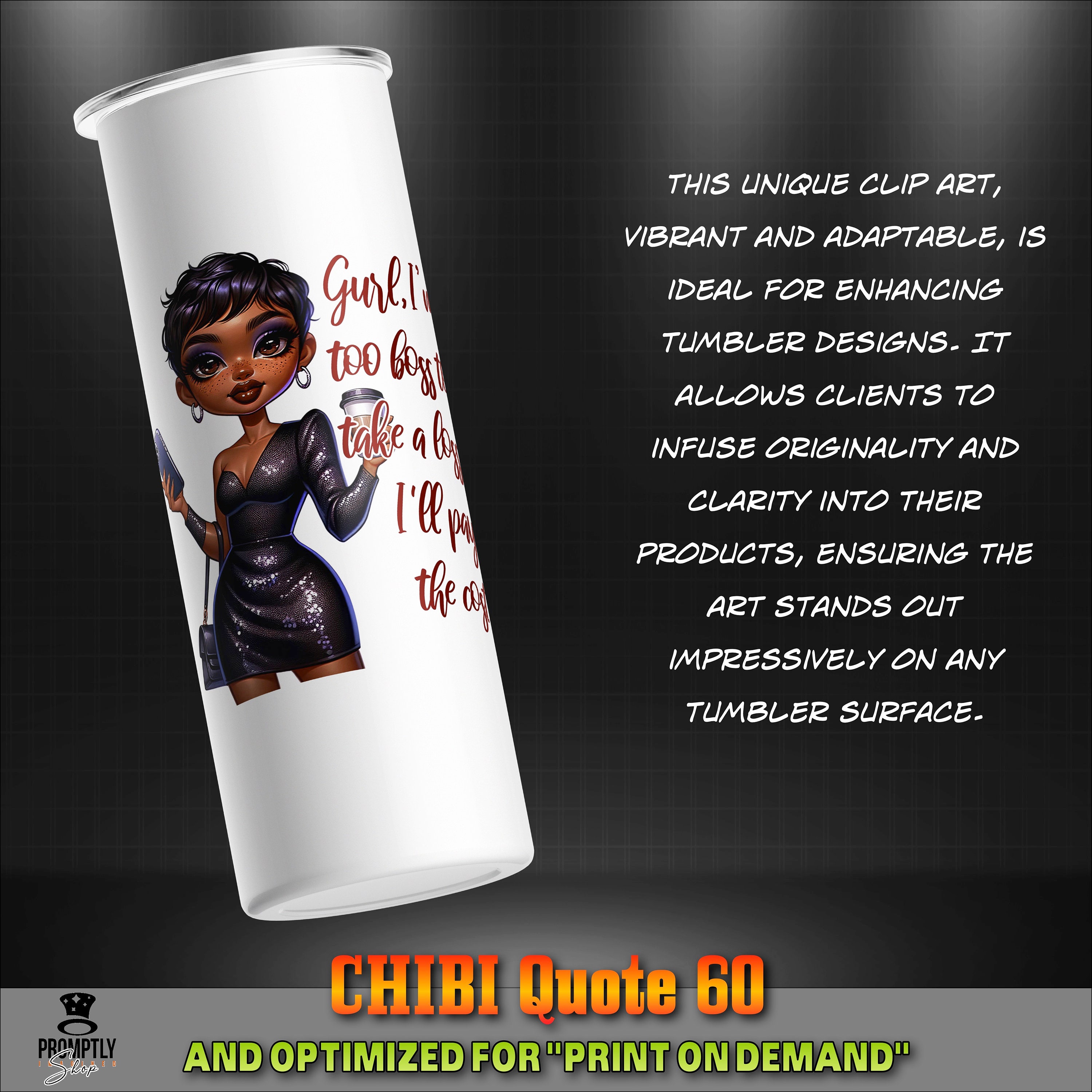 Chibi Girl Digital Art Printable, Empowering Quote Illustration ...