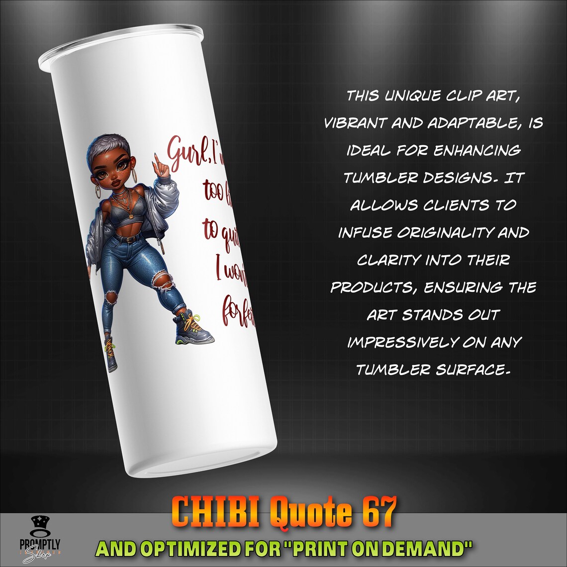 Digital Chibi Girl Clipart, Strong Female Quote, Transparent PNG, Urban ...