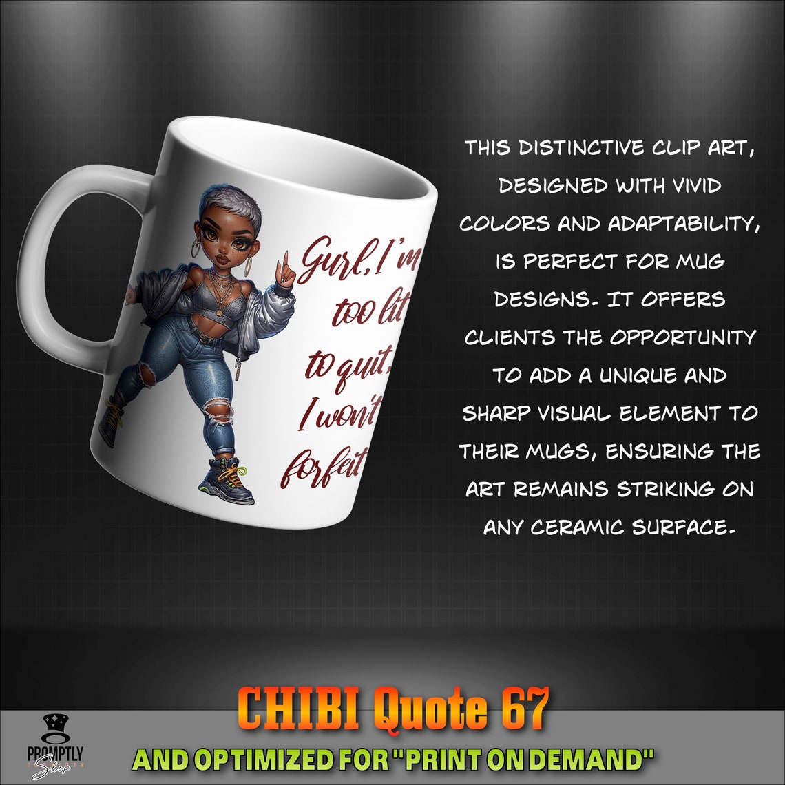 Digital Chibi Girl Clipart, Strong Female Quote, Transparent PNG, Urban ...