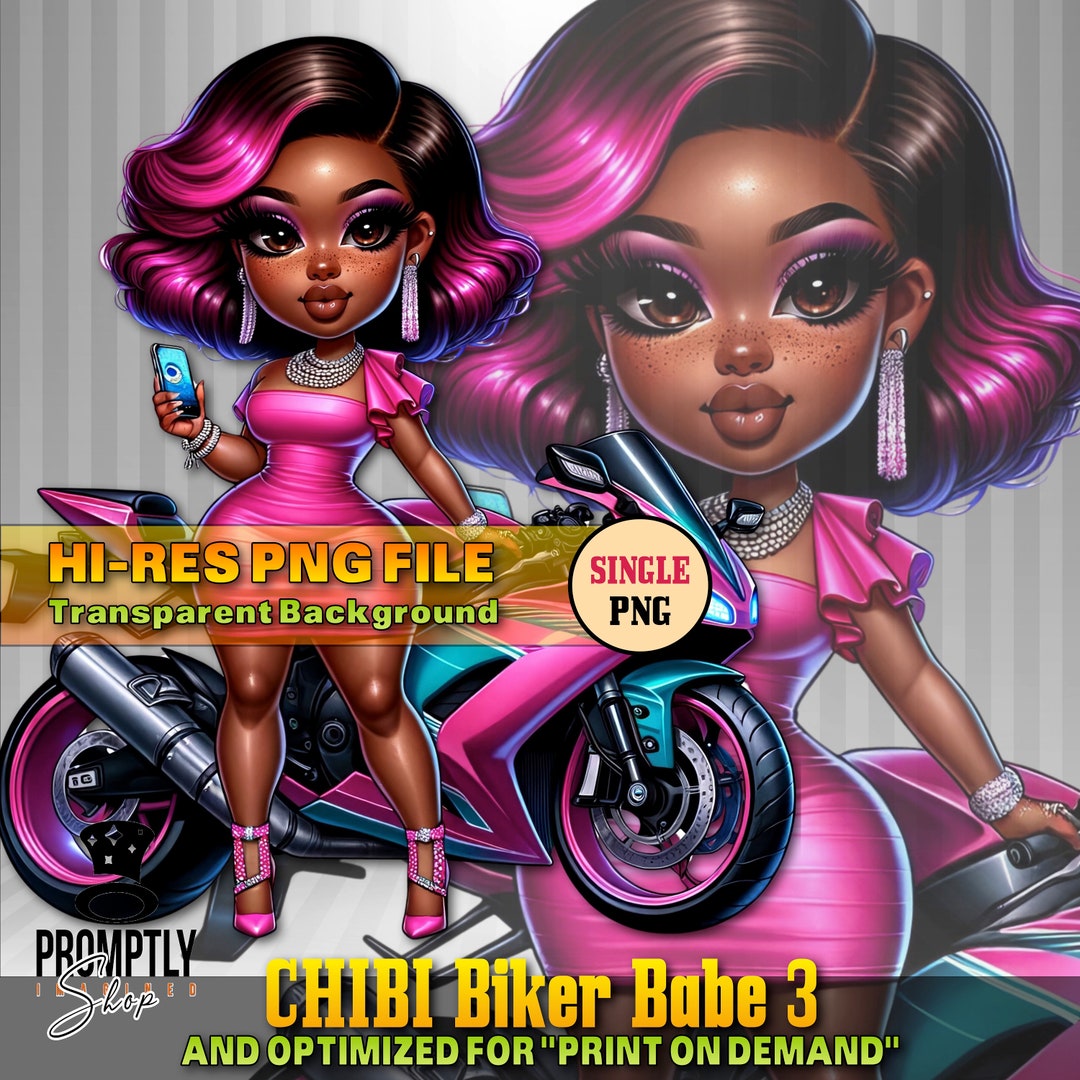 Chibi Biker Babe 3 Clipart | PNG Digital Art Bundle | Digital Download ...