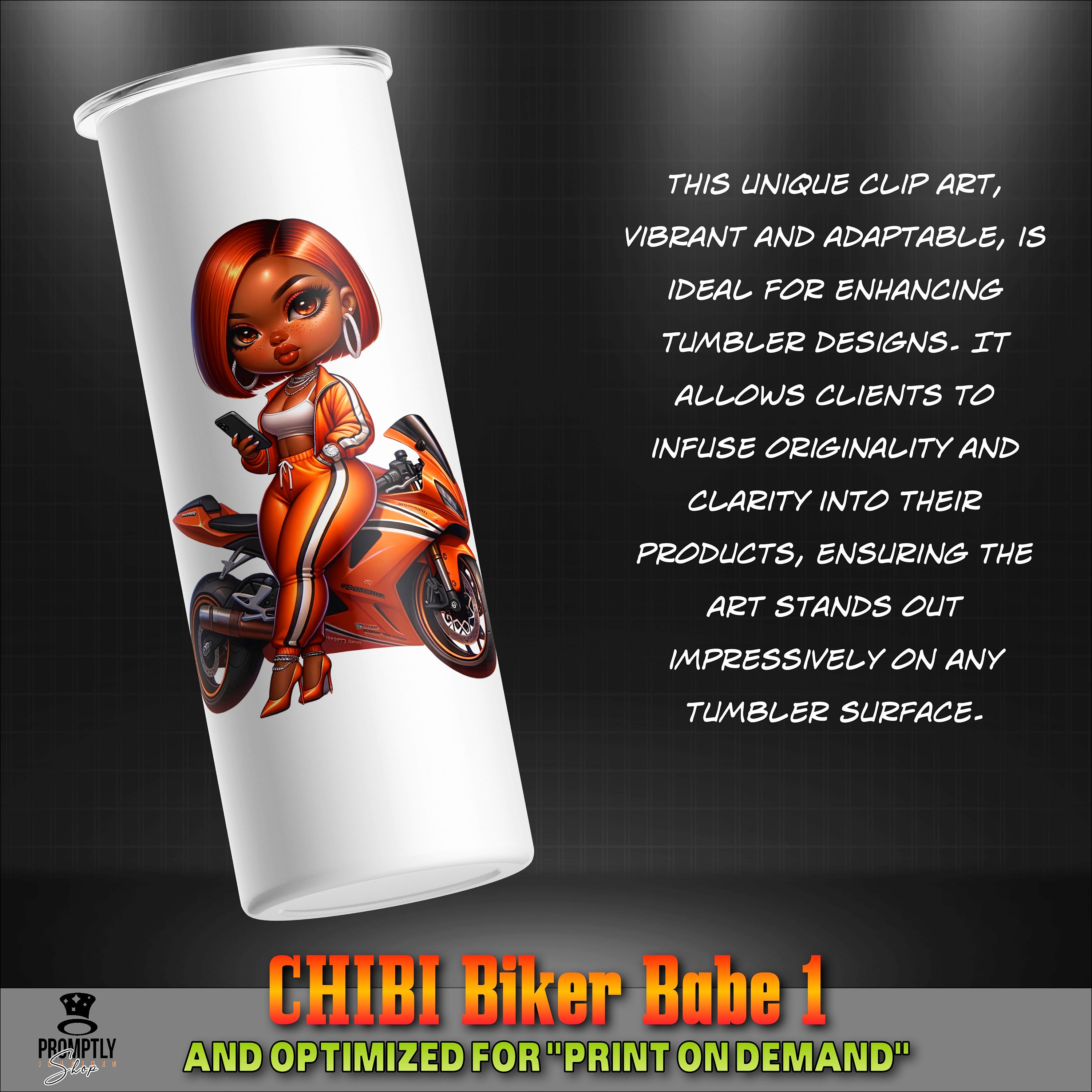 Chibi Biker Babe 1 Clipart | PNG Digital Art Bundle | Digital Download ...