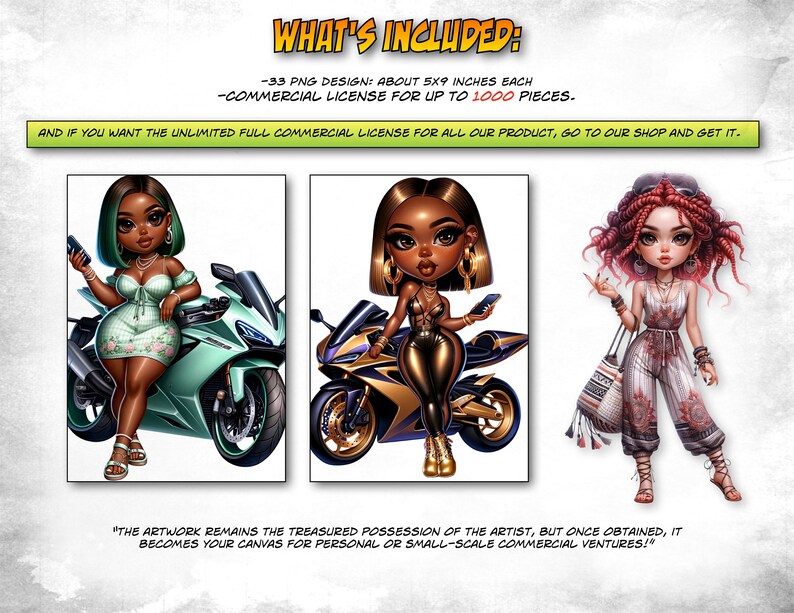 Chibi Custom Bikes Listing | 33 PNG Digital Art Bundle | Digital ...