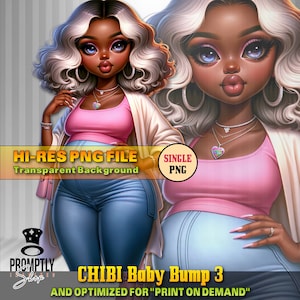 Chibi Baby Bump 3 Clipart | PNG Digital Art Bundle | Digital Download ...