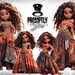 African Chibi Queen Clipart Bundle, Bohemian Chibi Digital Art, Ethnic ...