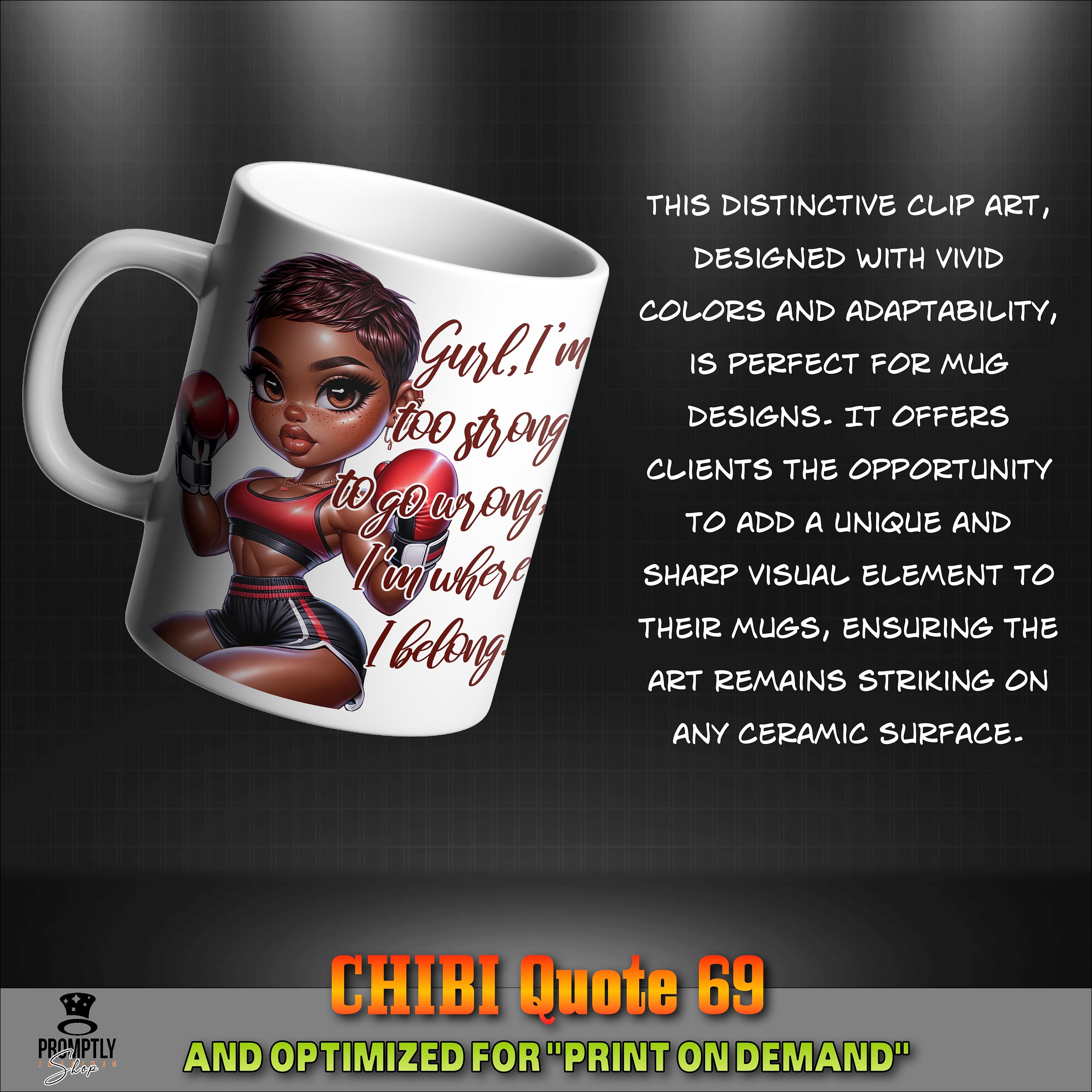 Chibi Fitness Girl Digital Art, Inspirational Quote, Hi-res Png ...