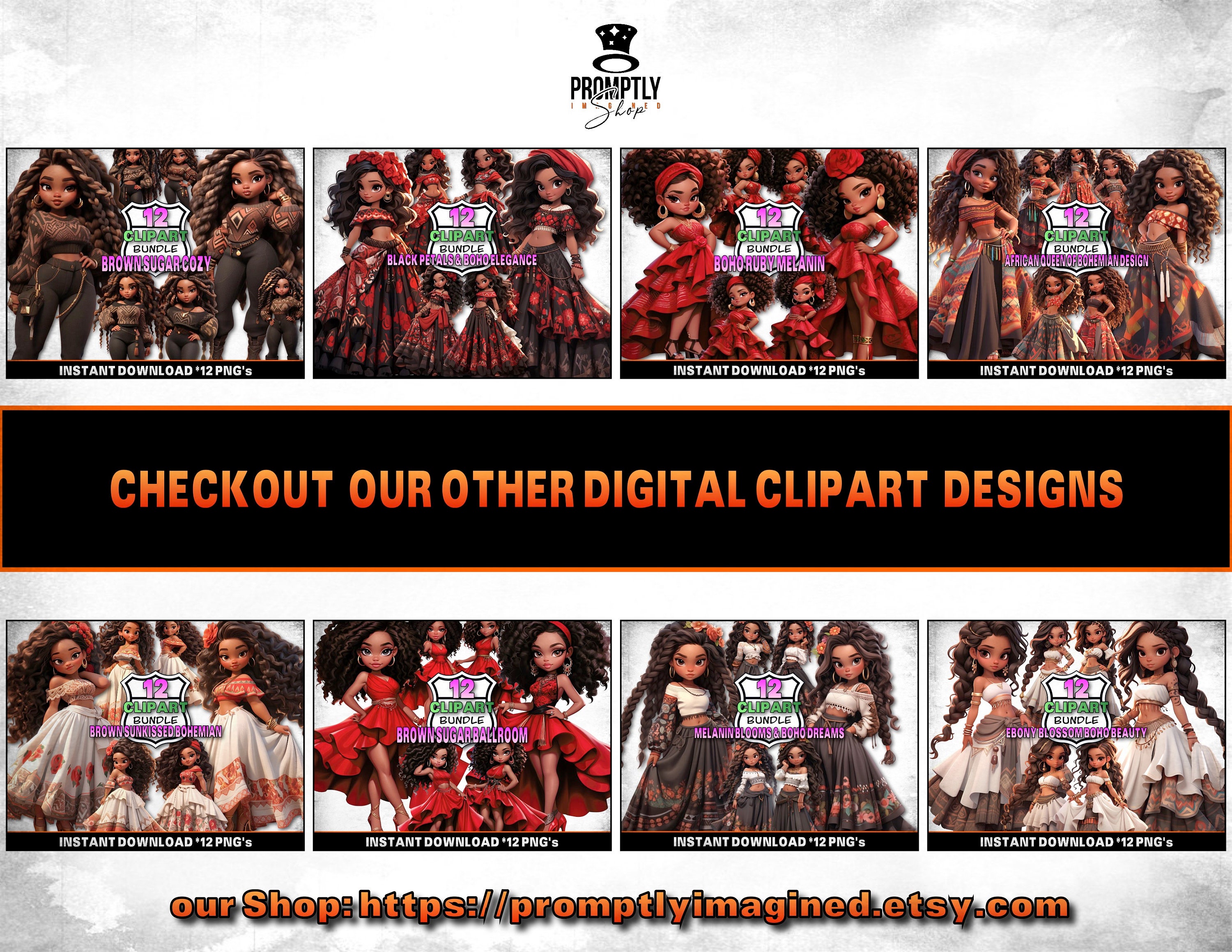African Chibi Clipart Bundle, Rasta Hair Cartoon Characters, Digital ...