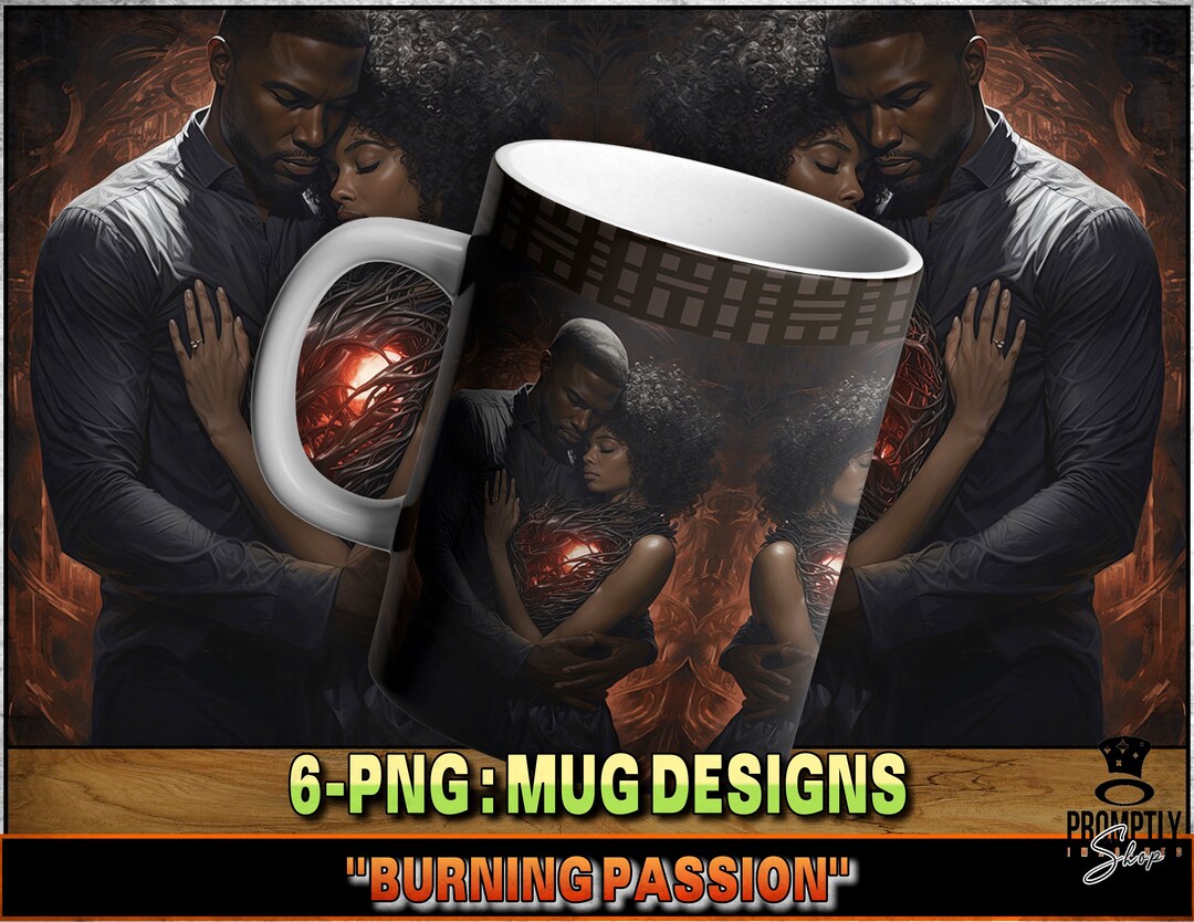 Romantic Fantasy Art Mug Design, Burning Passion Love Theme, Couple ...
