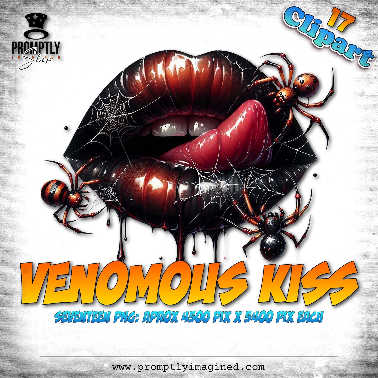 Venomous Kiss Clipart Bundle - 17 Edgy Pngs for Dark and Gothic Designs ...