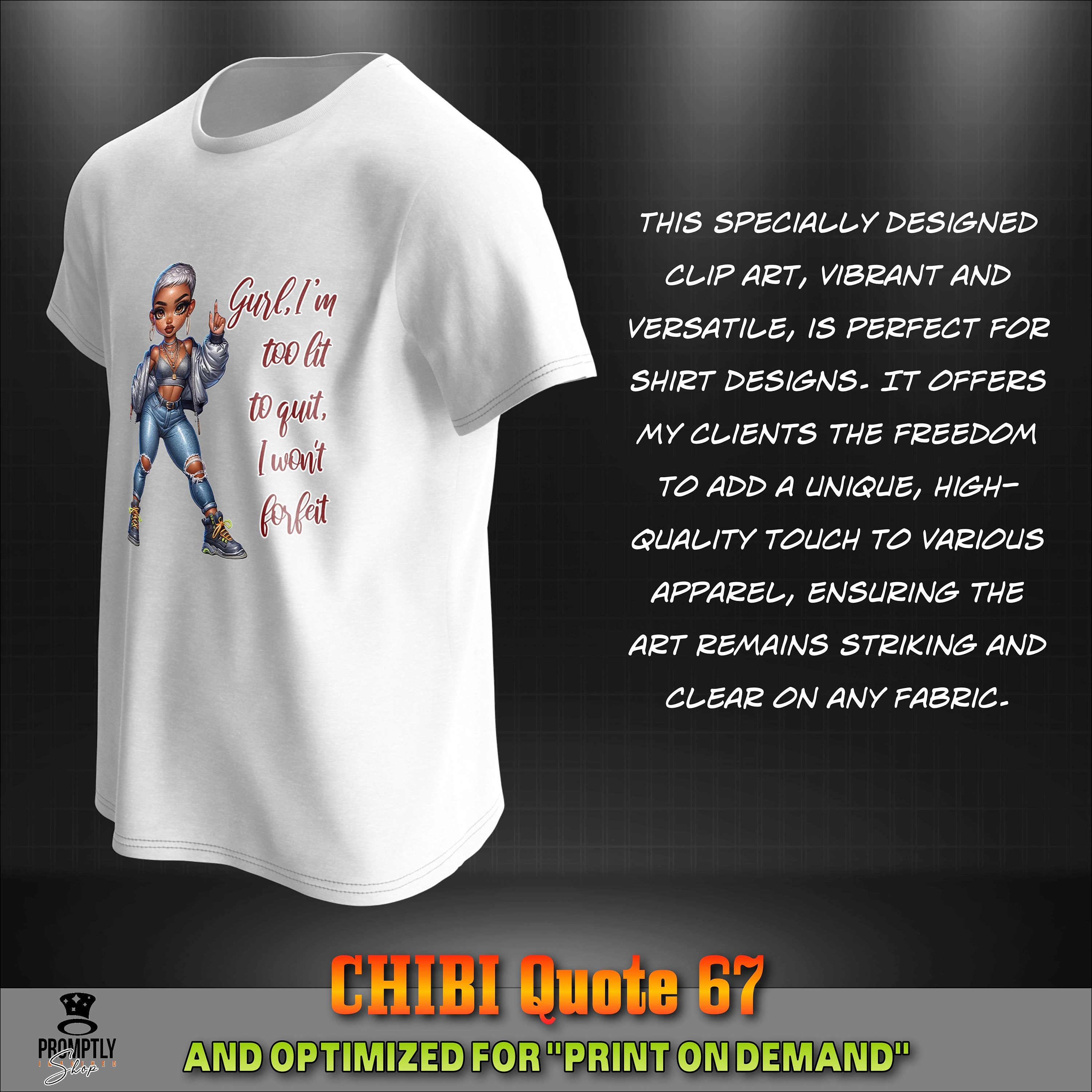 Digital Chibi Girl Clipart, Strong Female Quote, Transparent PNG, Urban ...