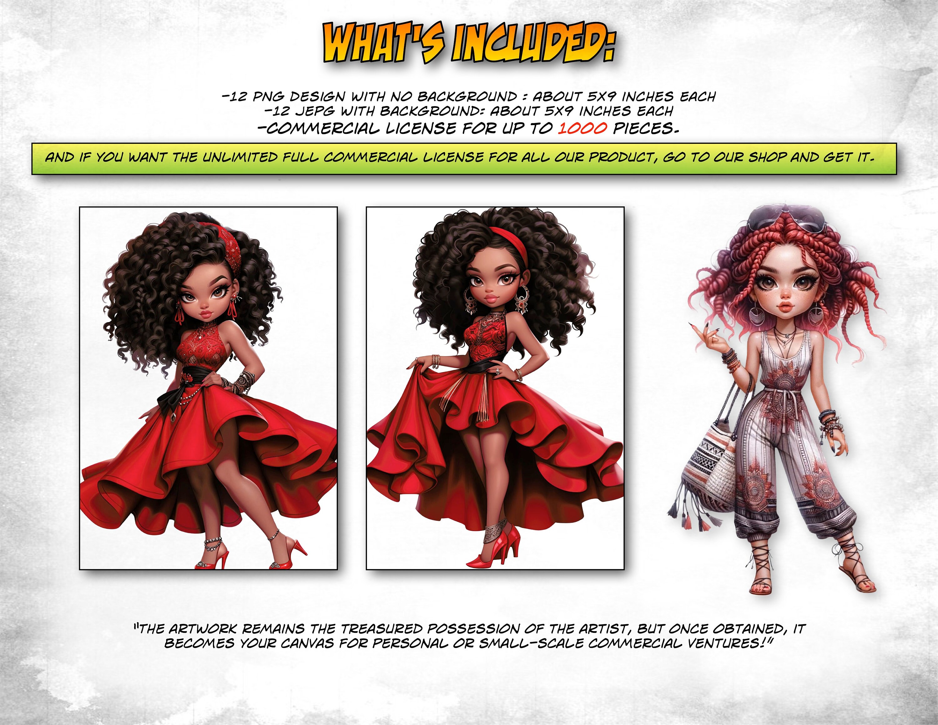 African American Chibi Clipart Bundle, Digital Chibi Download, Chibi ...