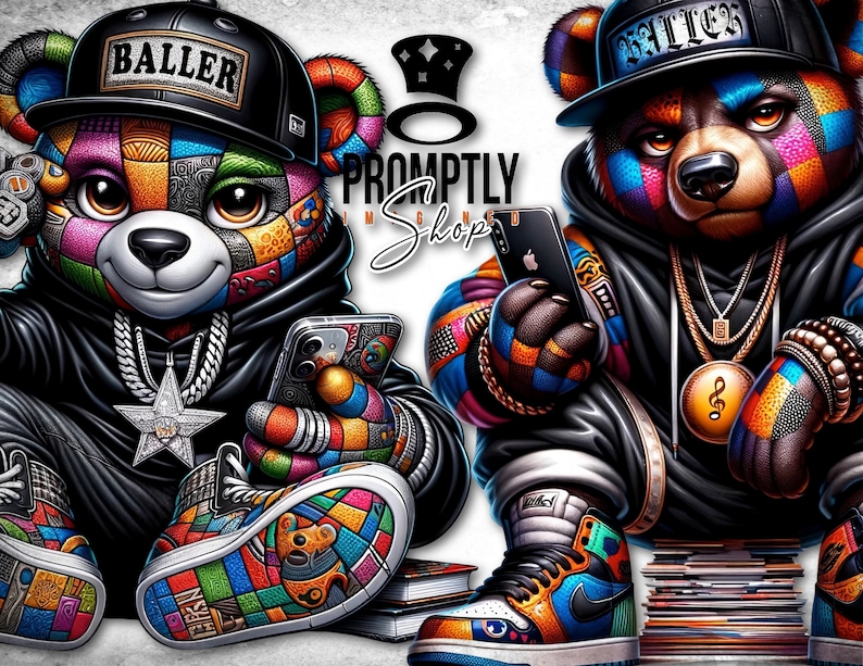 Baller Bear Listing | 29 PNG Digital Art Bundle | Digital Download ...