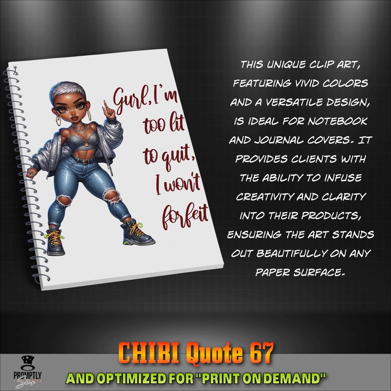 Digital Chibi Girl Clipart, Strong Female Quote, Transparent PNG, Urban ...