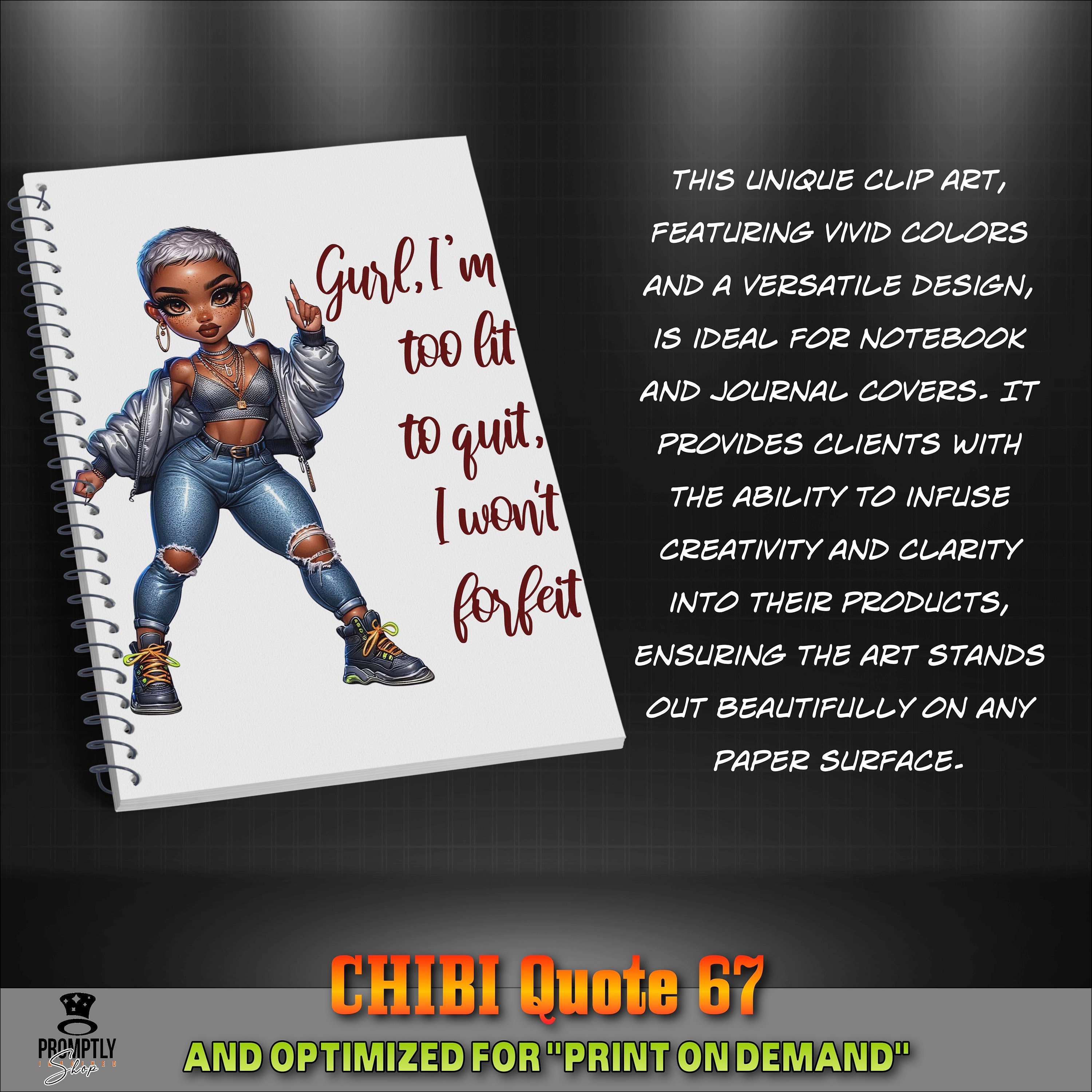 Digital Chibi Girl Clipart, Strong Female Quote, Transparent PNG, Urban ...