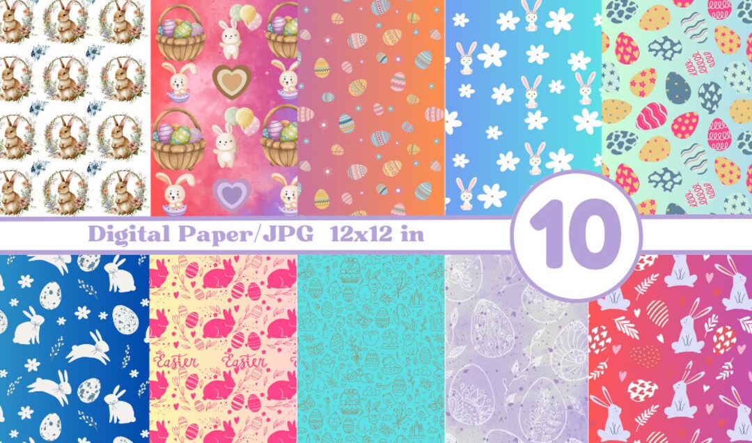 Printable Digital Paper, Happy Easter, Digital Paper Pack, Printable ...