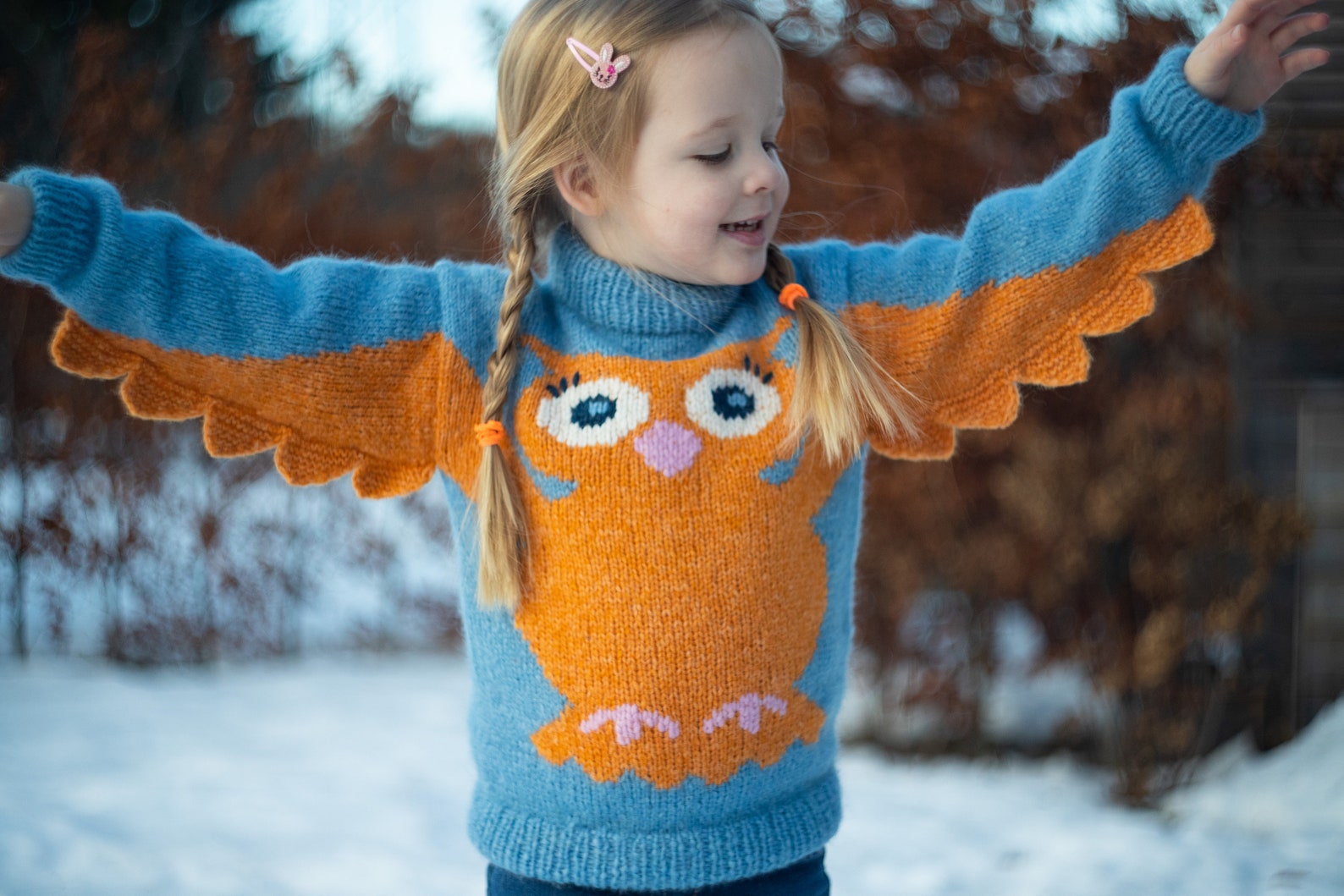 Owl Intarsia Sweater Knitting Pattern | Children's Wool Jumper (PDF ...