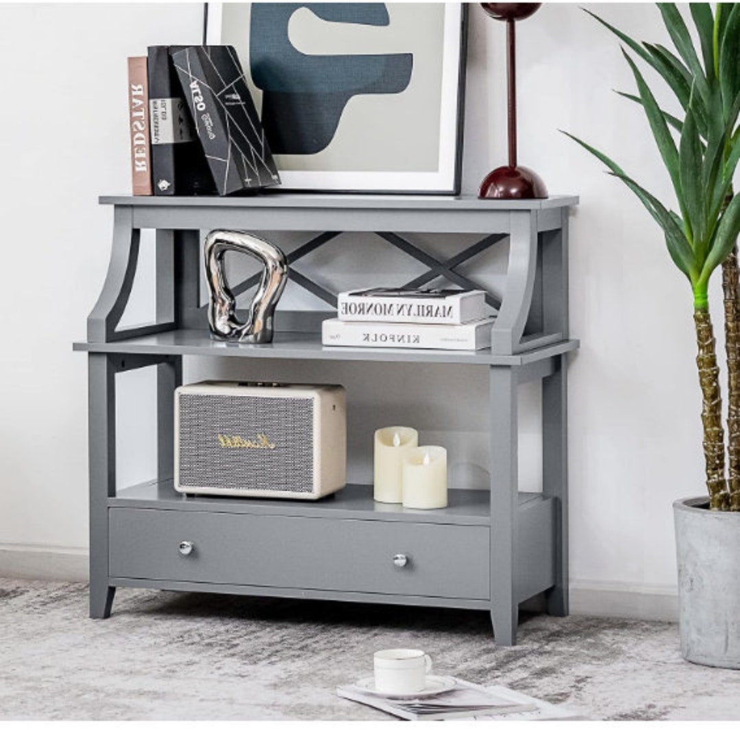 Console Tables, Wooden Narrow Sofa Side Table With Drawer & Shelves, X ...