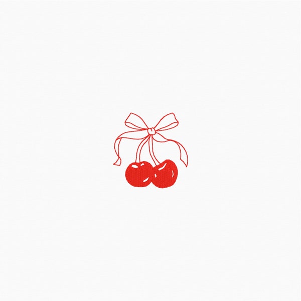 Cherry With Bow Embroidery File - Etsy