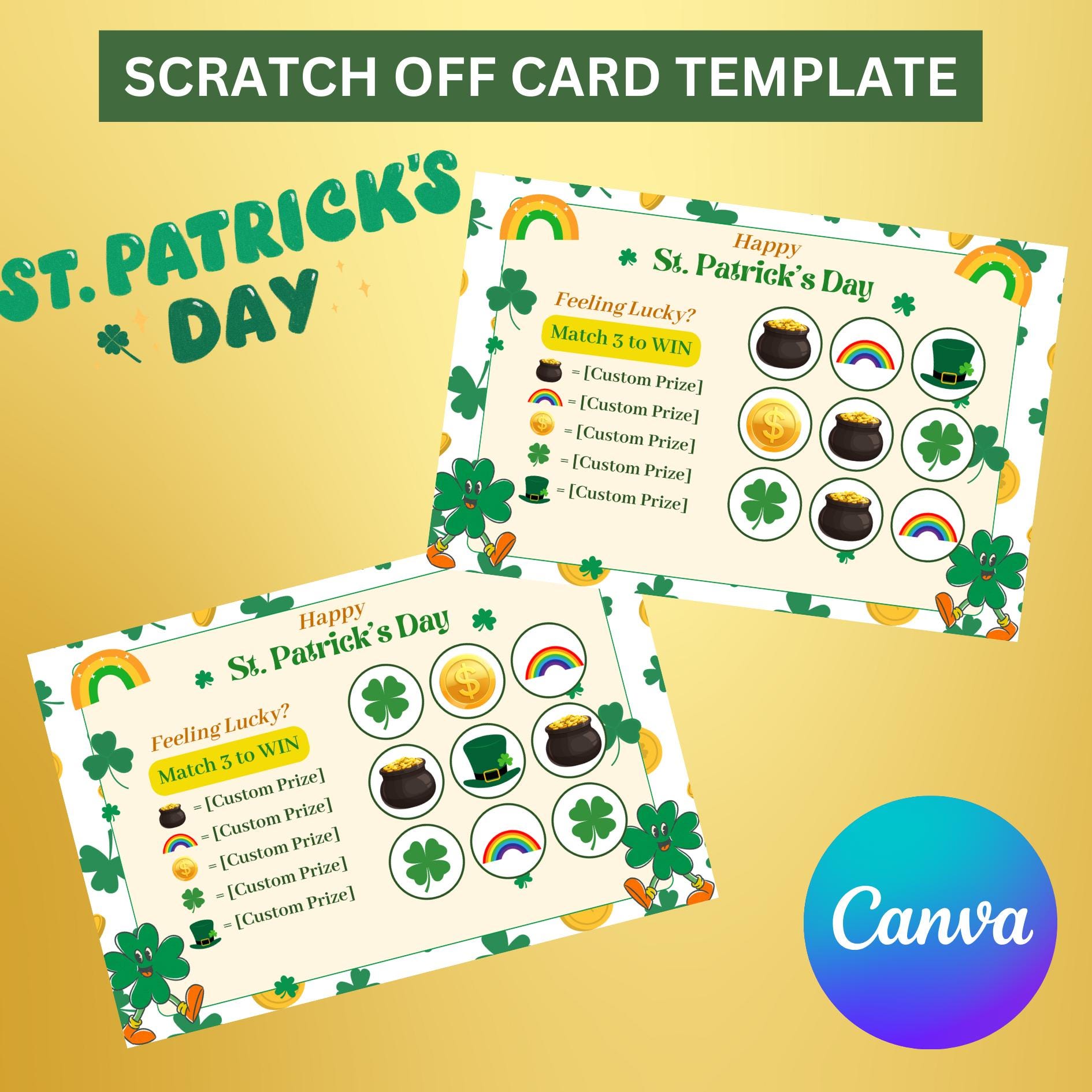 St. Patrick’s Day Scratch-off Cards | Editable Canva Template | DIY ...