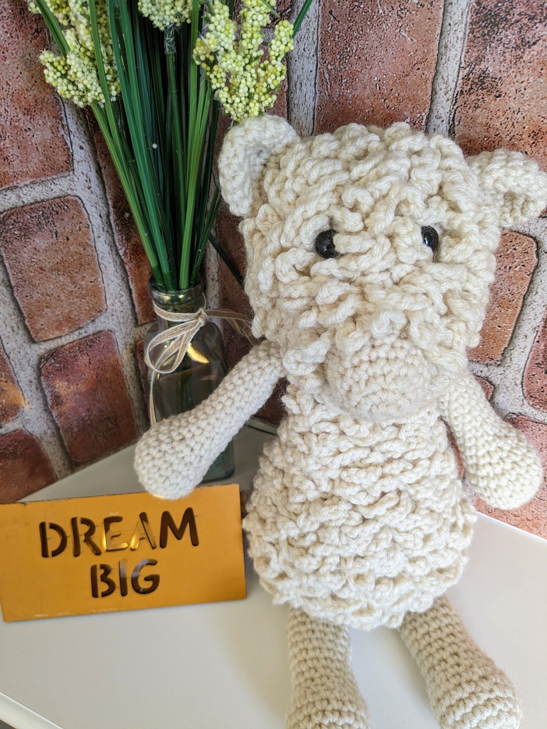 Fluffy Crochet Sheep Lamb Ewe Toy Cuddly Friend for Kids Nursery Decor ...