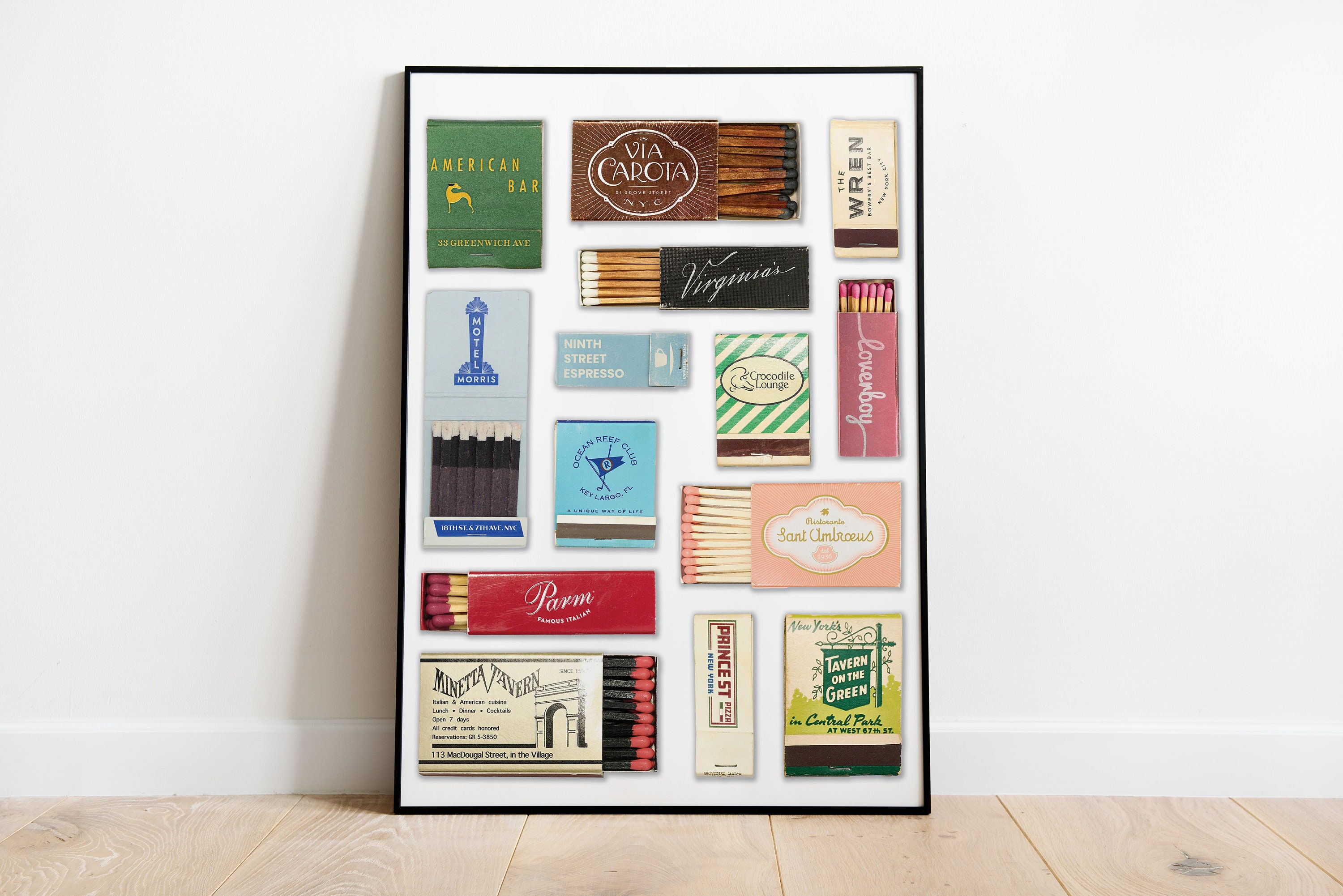 VINTAGE MATCHBOX PRINT, Trendy Matches Poster, Retro Matchbook Wall Art ...