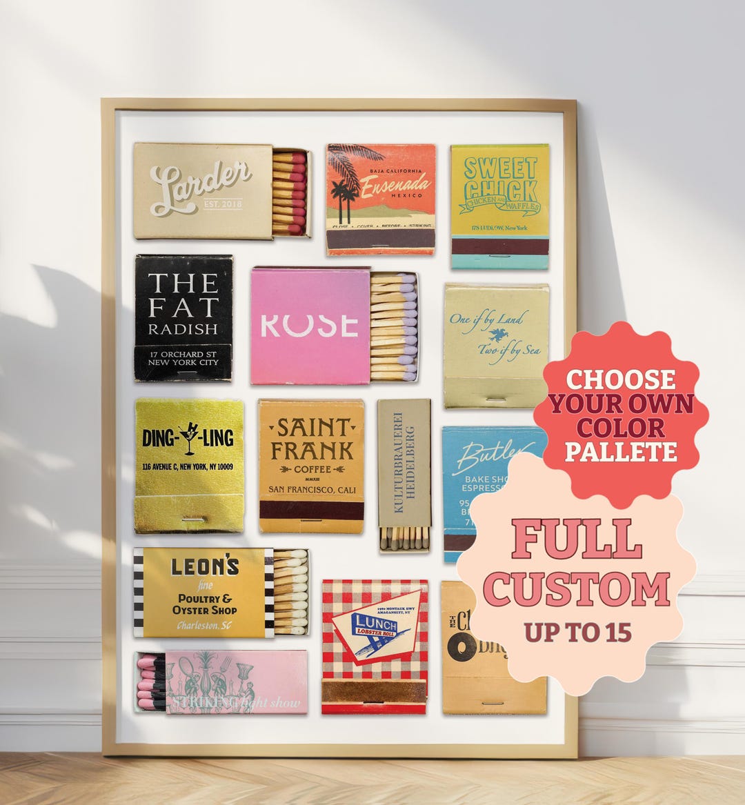 CUSTOM MATCHBOOK ART Personalized Digital Matchbox Gift Large Matches ...