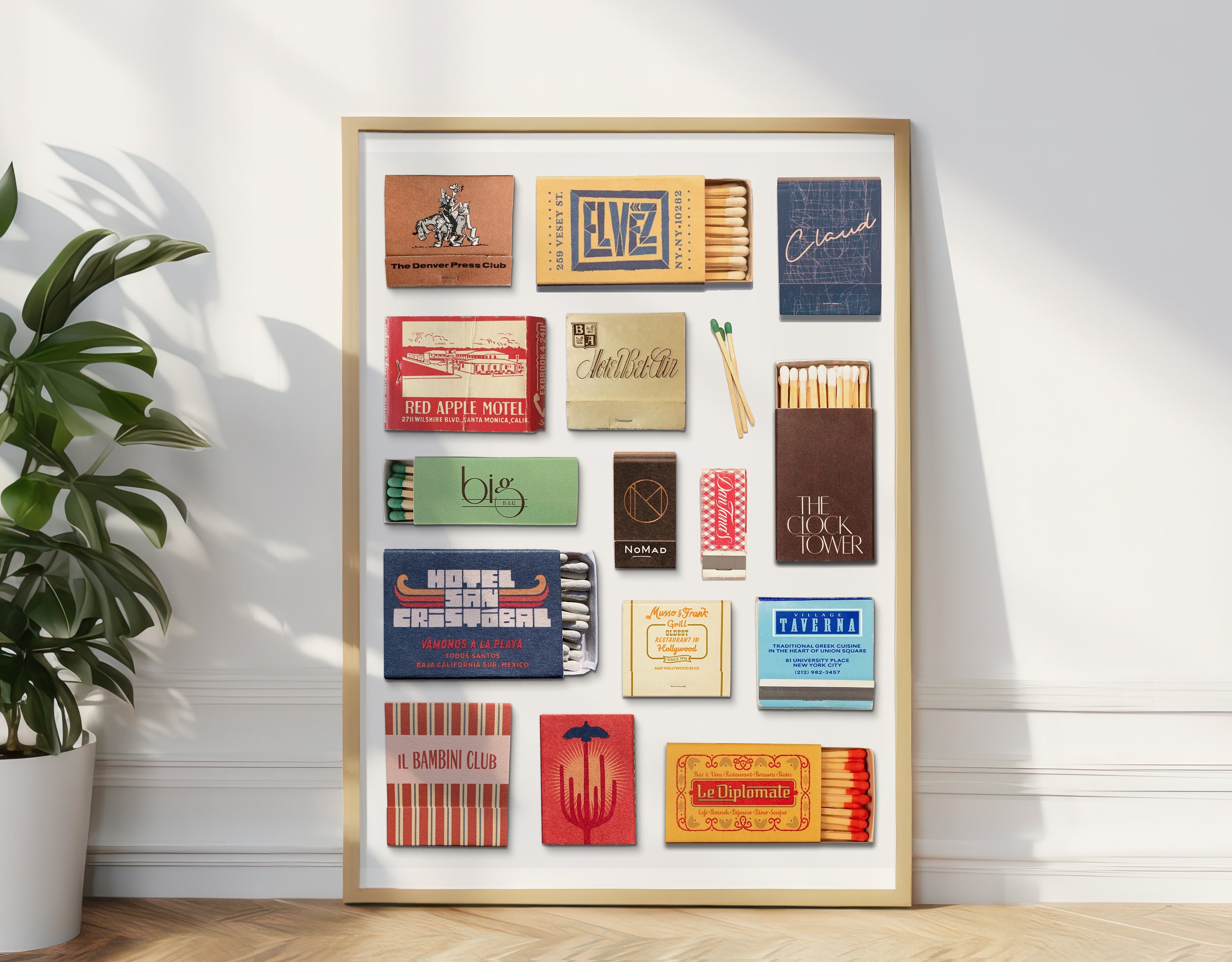 VINTAGE MATCHBOX PRINT, Trendy Matches Poster, Retro Matchbook Wall Art ...