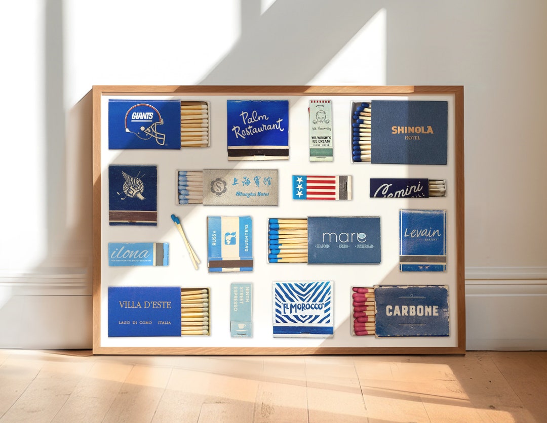 VINTAGE MATCHBOX PRINT, Trendy Matches Poster, Retro Matchbook, Funky ...