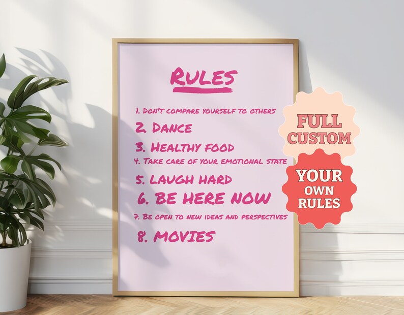CUSTOMIZED HOUSE RULES Poster Create Your Own Preppy Apartment Wall Art ...