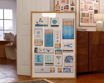 VINTAGE MATCHBOX PRINT, Trendy Matches Poster, Retro Matchbook Wall Art ...