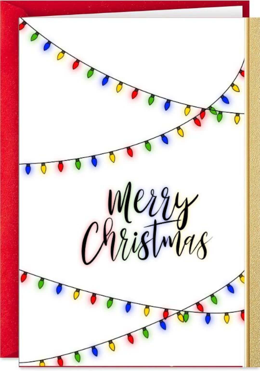 Merry Christmas Lights Card - Etsy