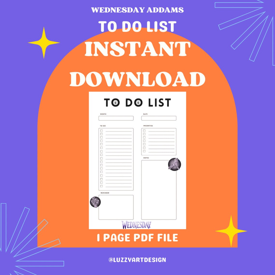 Wednesday Addams, Printable to Do List, Printable to Do List, Addams ...