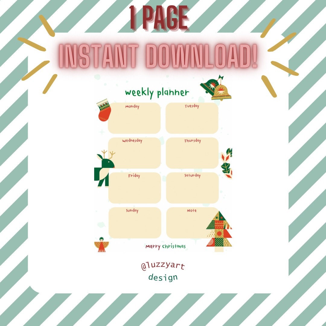 Weekly Planner Printable Planner, Christmas Weekly Schedule, Weekly ...