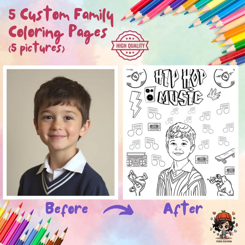 5 Custom Coloring Pages | Personalized Coloring Pages | Custom Coloring ...