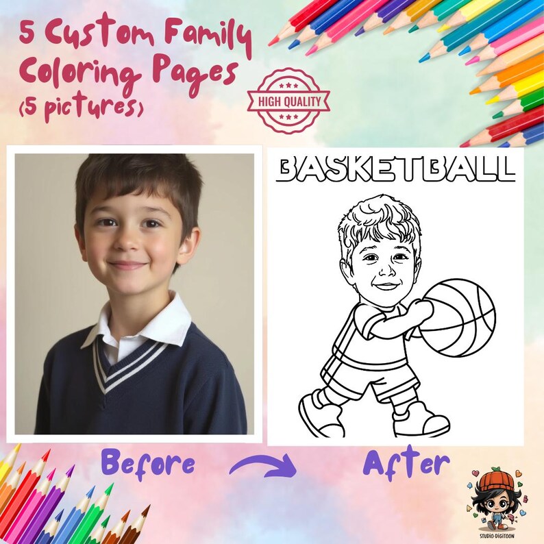 5 Custom Coloring Pages | Personalized Coloring Pages | Custom Coloring ...