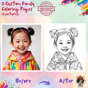 5 Custom Coloring Pages From Your Photos | Personalized Sketch ...