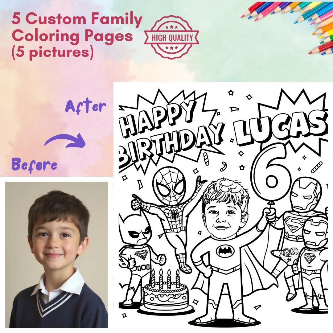 5 Custom Coloring Pages | Personalized Coloring Pages | Custom Coloring ...