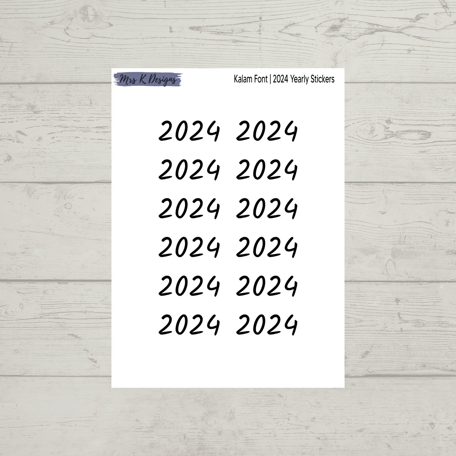 2024 Year Script Planner Stickers, XL 2024 Script Stickers, Year Script ...